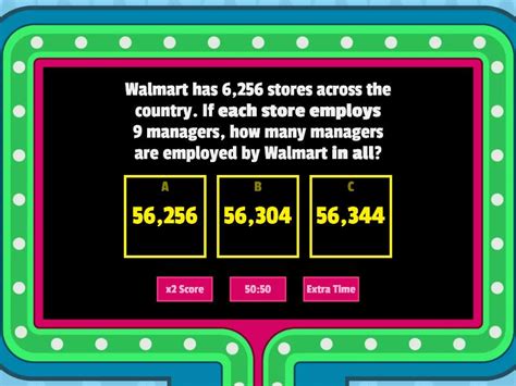 Multipication Word Problems Gameshow Quiz