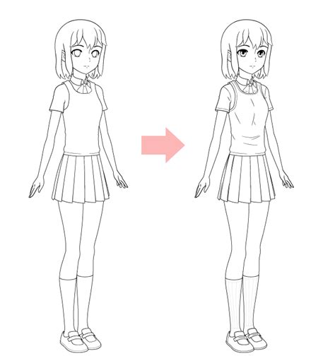 Рисунки аниме для срисовки в полный рост девушки