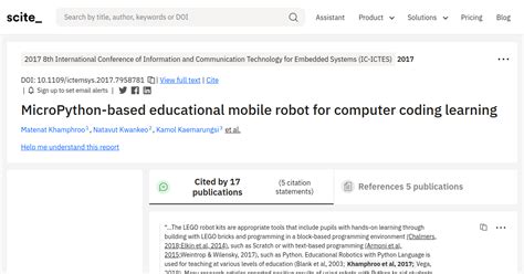 [citation Report] Micropython Based Educational Mobile Robot For