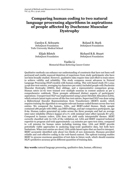 Pdf Comparing Human Coding To Two Natural Language Processing Algorithms In Aspirations Of
