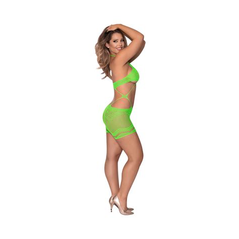 Magic Silk Seamless Crotchless Romper Lime Os