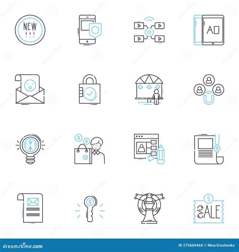Marketing Concept Linear Icons Set Branding Advertising Sales