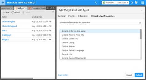 Interaction Connect Help Widgets Unrestricted Properties Configuration
