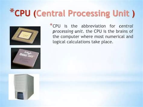 PPT CPU Central Processing Unit PowerPoint Presentation Free Download ID