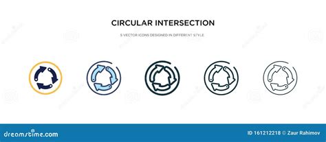 Circular Intersection Icon In Different Style Vector Illustration Two Colored And Black