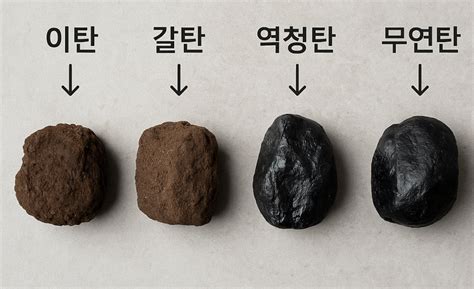 석탄 뜻 종류 이탄 갈탄 역청탄 무연탄 차이 색깔 특징 용도 총정리 기술술 Techtnf