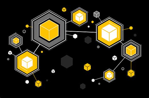 추상적인 벡터 기술 테마 배경에는 어두운 큐브 기하학적 디자인 선형 연결 소프트웨어 네트워크 시스템 위에 연결된 큐브가 있습니다