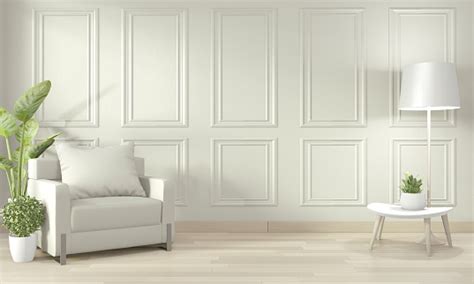 성형 소파 안락 의자 및 장식 식물이있는 빈 현대 식 객실 및 디자인 벽3d 렌더링 0명에 대한 스톡 사진 및 기타 이미지 0명 3차원 형태 가구 Istock