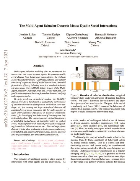 The Multi Agent Behavior Dataset Mouse Dyadic Social Interactions Deepai