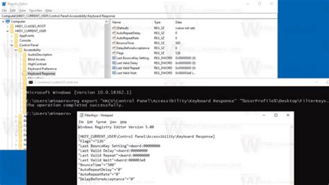 Backup And Restore Filter Keys Settings In Windows 10