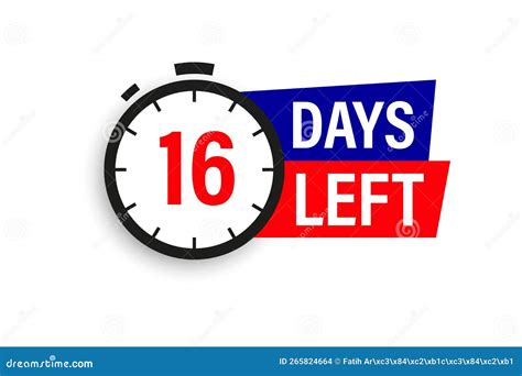16 Days Left Countdown Badge Vector Illustration Isolated On White Background Stock Vector