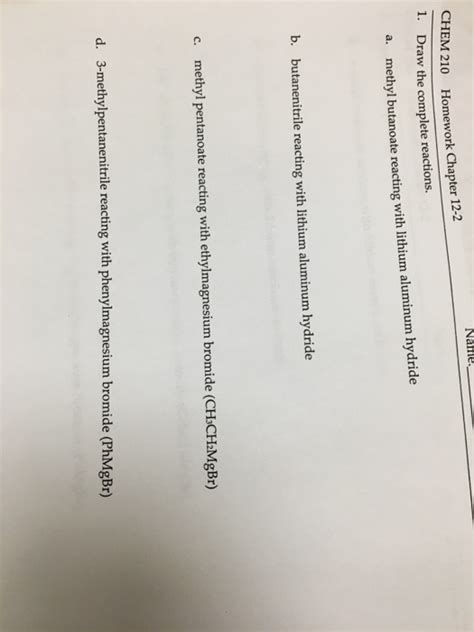 Solved Draw The Complete Reactions Methyl Butanoate