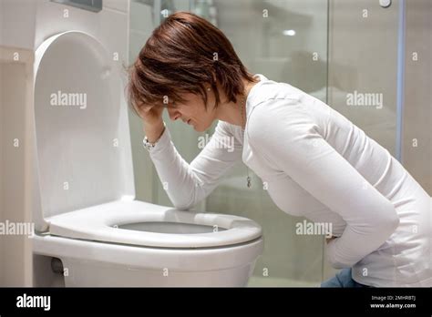 Woman Girl Experiencing Sickness Vomiting Pregnancy Poisoning And