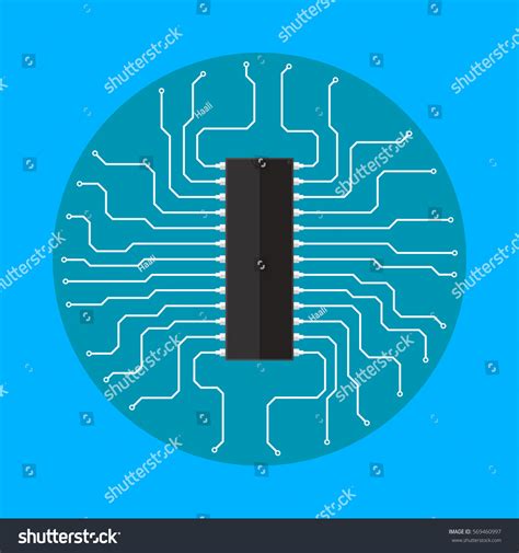 Chip Circuit Board Flat Design Simple Stock Vector Royalty Free