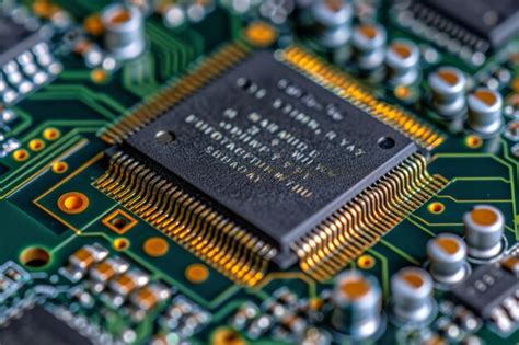 Computer Chip Macro Photo Electronic Processor Microchip Motherboard Part Closeup Premium Ai