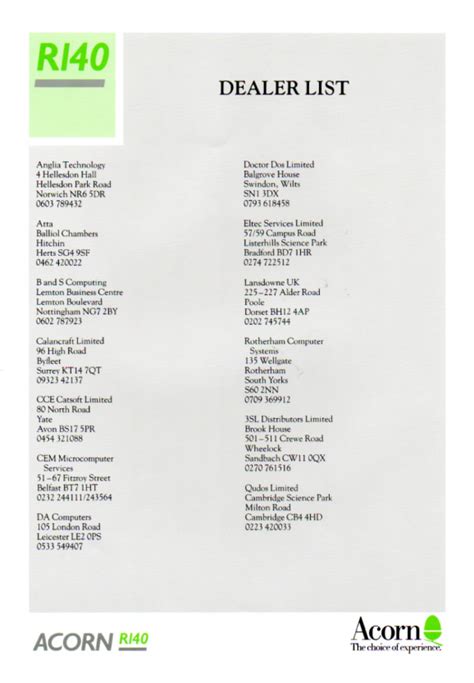 Acorn R140 A World Of Standards Brochure Promotional Item Computing History