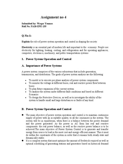 Assignment No 4 Submitted By Waqar Younas Roll No Fa18 Epe 135 Descargar Gratis Pdf