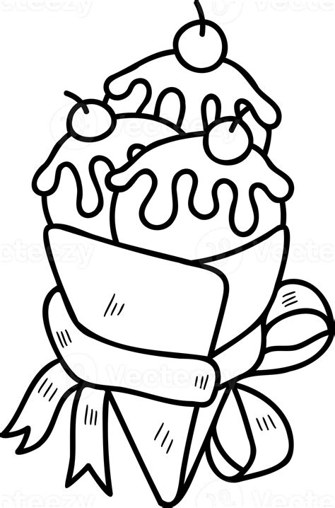 Hand Drawn Vanilla Ice Cream Cone Illustration 16409736 Png