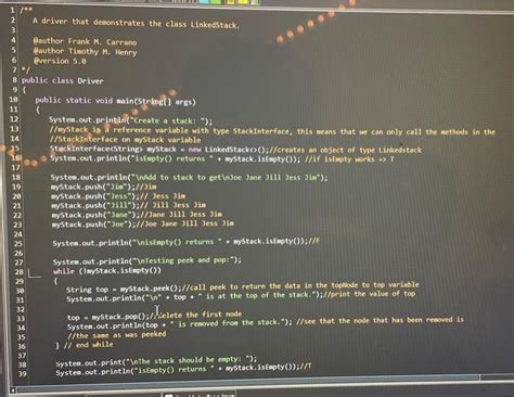 solved a driver that demonstrates the class linkedstack