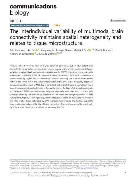Pdf The Interindividual Variability Of Multimodal Brain Connectivity Maintains Spatial