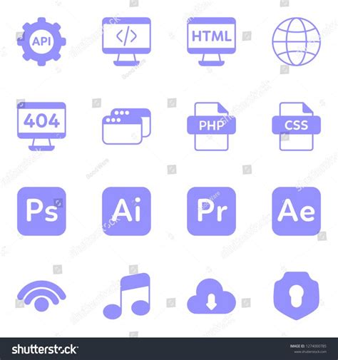 Programming Icons Pack Isolated Tree Symbols Collection Graphic Icons