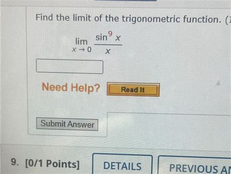 Solved Find The Limit Of The Trigonometric