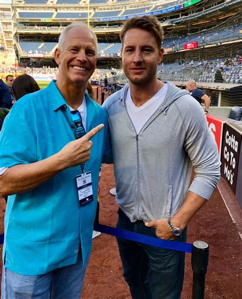 On The Field At Yankee Stadium Last Season For Batting Practice With Actor Justin Hartley Star