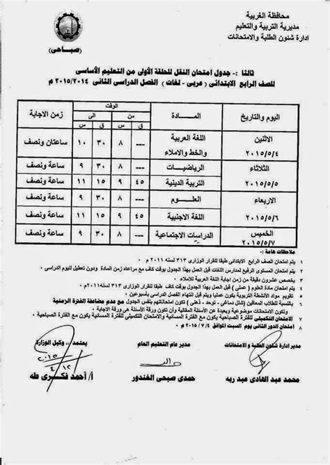 جداول امتحانات ابتدائي الجيزة والاسكندرية والقليوبية تثير سخط أولياء