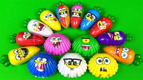 Spongebob Squarepants Finding Mini Carrot With Seashell Slime Colorful Mix Asmr Youtube