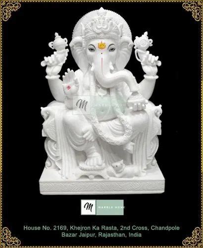Jaipur White Marble Ganesh Standing Statues Size 1 Feet At Rs 35000
