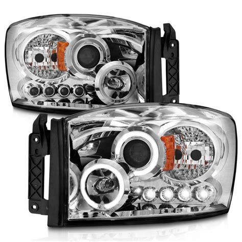 111210 Anzo Usa Projector Headlights W Halo Chrome 2006 2008 Ram