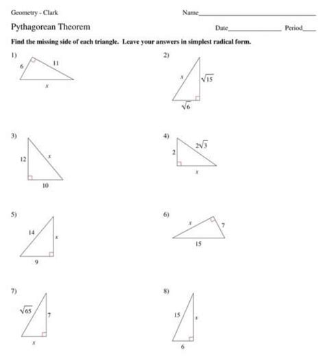 FREE Pythagorean Theorem Worksheets FREE Pythagorean Theorem Worksheets