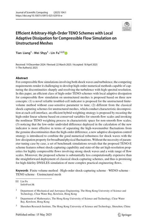 Pdf Efficient Arbitrary High Order Teno Schemes With Local Adaptive Dissipation For