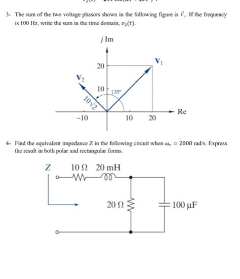 solved the sum of the two voltage phasors shown in the