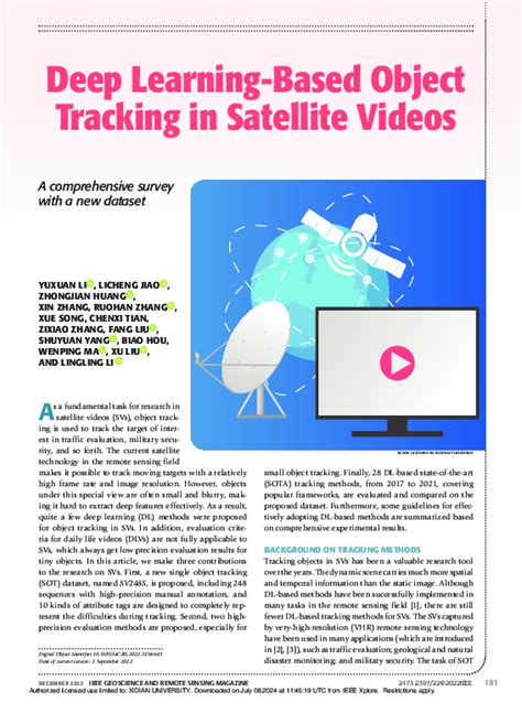 pdf deep learning based object tracking in satellite videos a