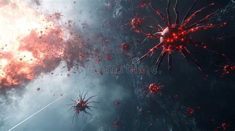 Abstract Visualization Of Ai Neural Networks In Cosmic Space Stock