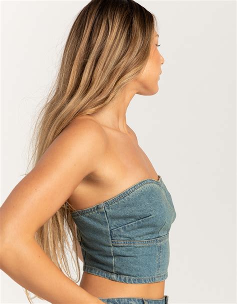 Rsq Womens Denim Tube Top Medium Wash Tillys