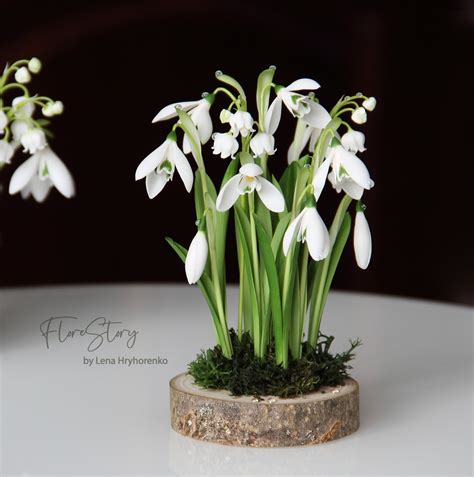 Snowdrop Cold Porcelain Flowers Real Touch Flowers Artificial