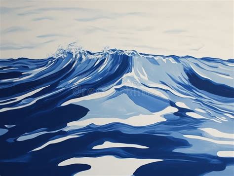Dynamic Ocean Wave With Fluid Blue And White Brush Strokes Stock Image Image Of Energetic