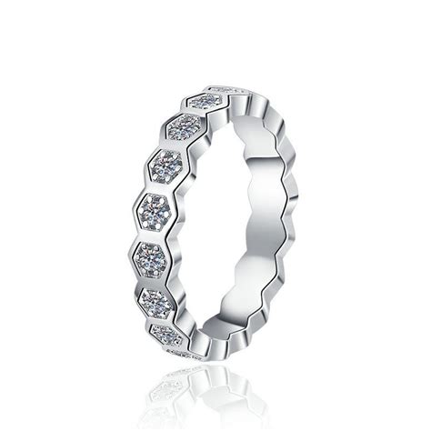 【莫桑鑽】全鑽蜂巢s925銀鍍鉑金戒指