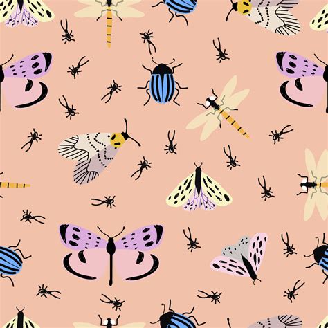 Seamless Pattern With Insect Elements Vector Art At Vecteezy