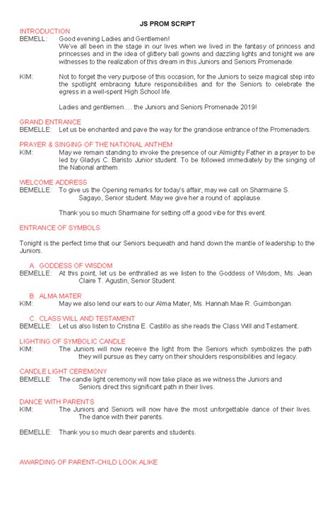 499523269 Promenade Script Js Prom Script Introduction Bemell Good Evening Ladies And