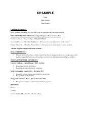 CV WRITING TIPS Pdf CV SAMPLE Name Email Address Phone Number CAREER STATEMENT A Few Sentences