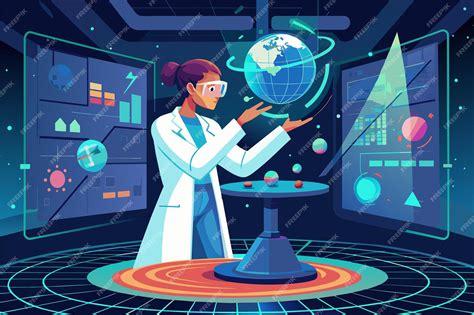 Premium Vector Holographic Interface Displaying Complex Data Visualizations