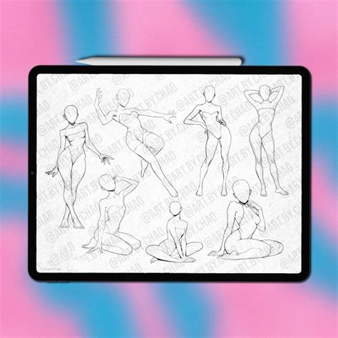 Procreate Female Pose Stamps 200 Realistic Female Body Pose References
