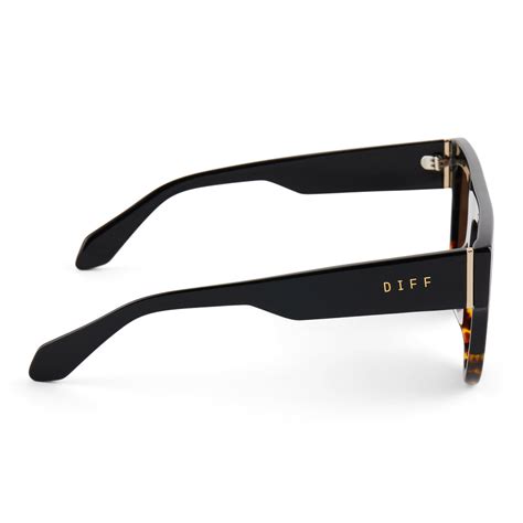 Georgie Square Sunglasses Black Wild Tort Ombre And Brown Diff Eyewear