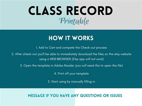 Printable Class Record Class Gradebook Teacher Gradebook Class