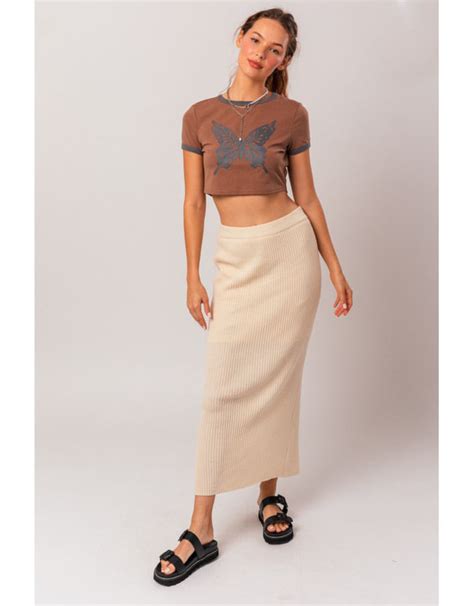 Brown Butterfly Crop Top Firefly