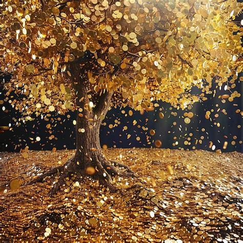 Premium Photo A Tree With Gold Leaves And A Tree With The Word Quot Gold Quot On It