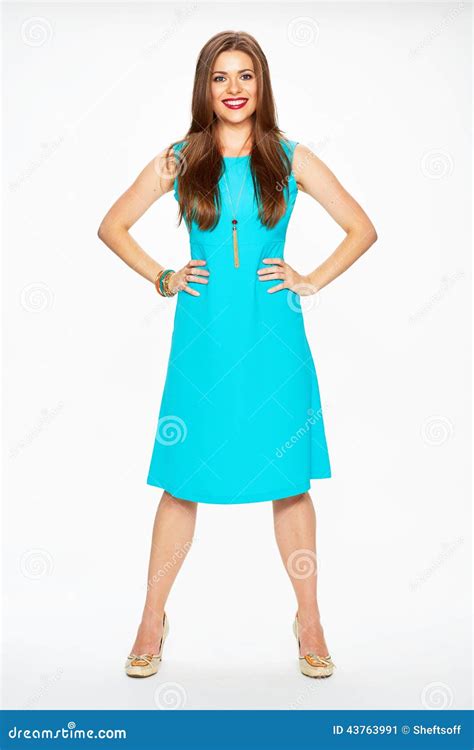 Woman Fashion Model In Blue Cocktail Dress Stock Image Image Of